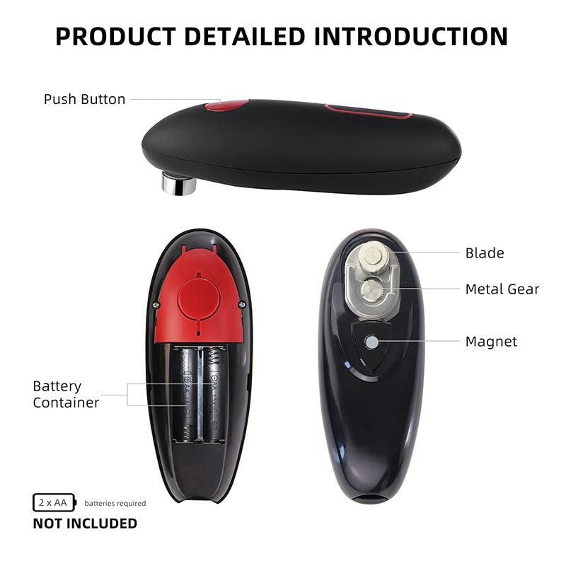 Electric Can Opener One Touch Electric Jar Opener No Sharp Edge Kitchen Gadget Battery Operated Kitchen Gifts for Arthritis and Seniors