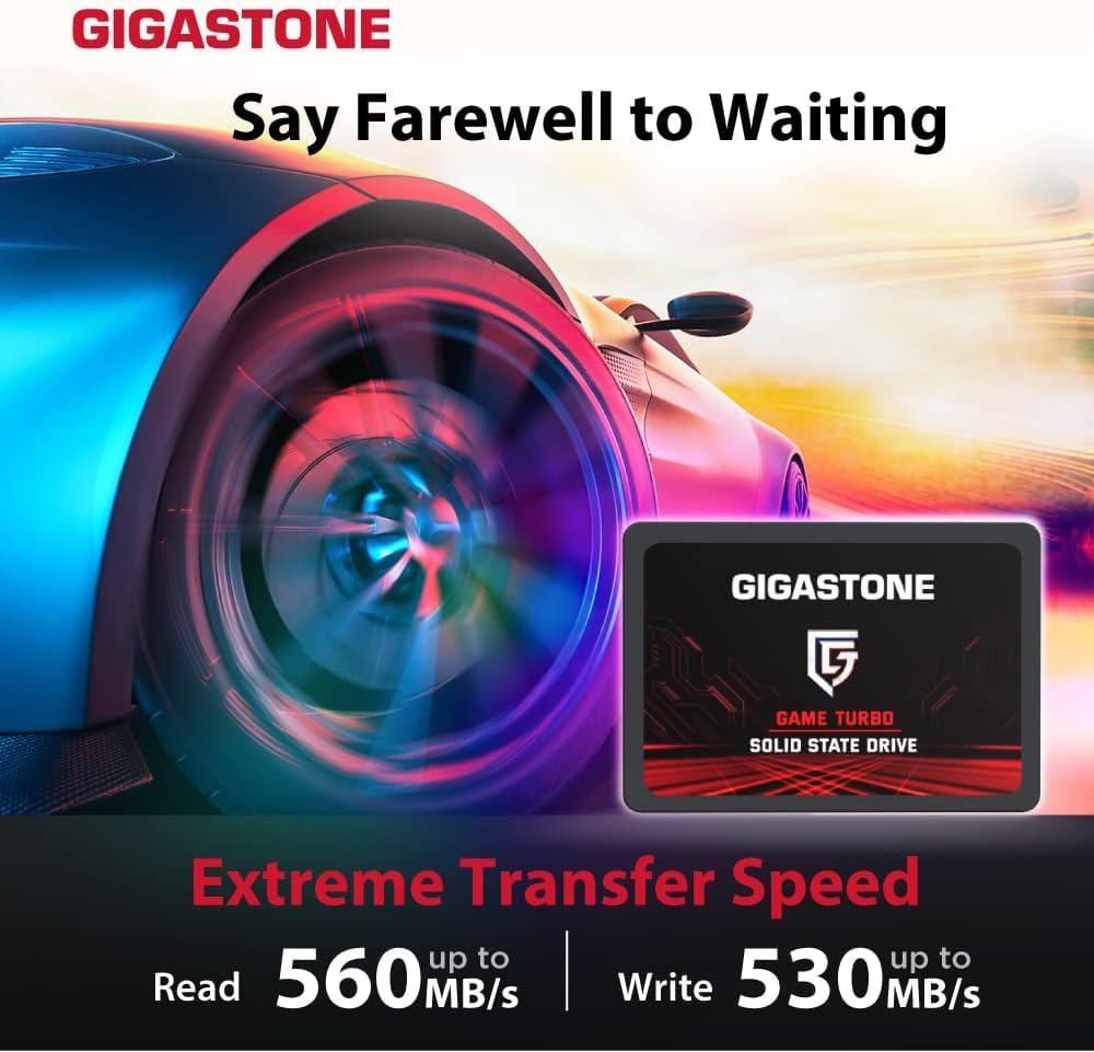 Gigastone SATA SSD 256GB (2-Pack) 2.5 inch SSD 520MB/s Upgrade Laptop PC Memory and Storage PS4 HDD Replacement 2.5" Internal Solid State Hard Drives SATA III SLC Cache 3D NAND Game Turbo Performance