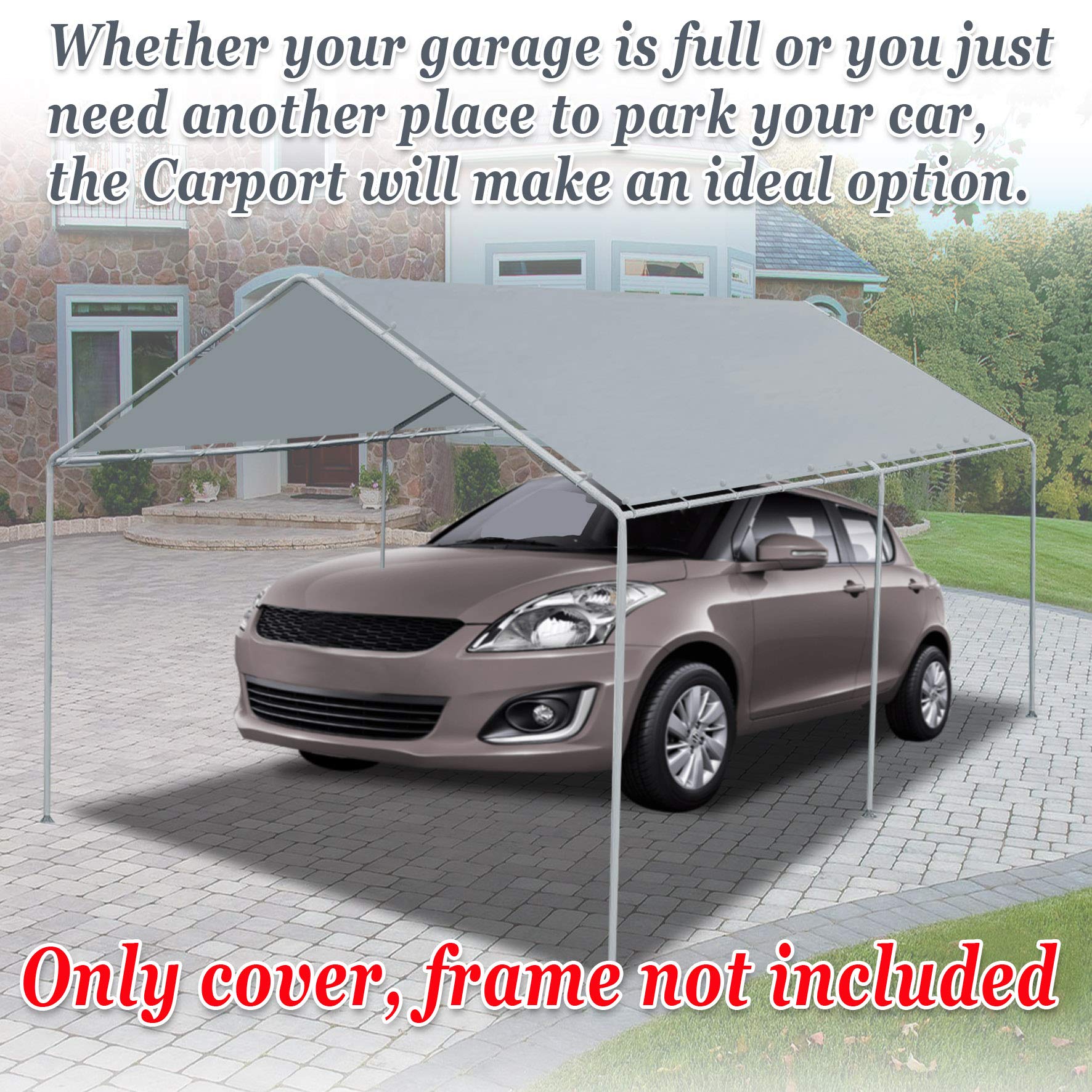 Strong Camel Outdoor 10x20 Replacement Canopy Roof Cover Outdoor Carport Covers (Silver)