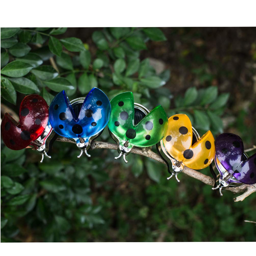 HAVEONE Solar Lights Ladybug, 5 Pack Night Lights Waterproof Solar Garden LED Lights Stakes Decor Fences