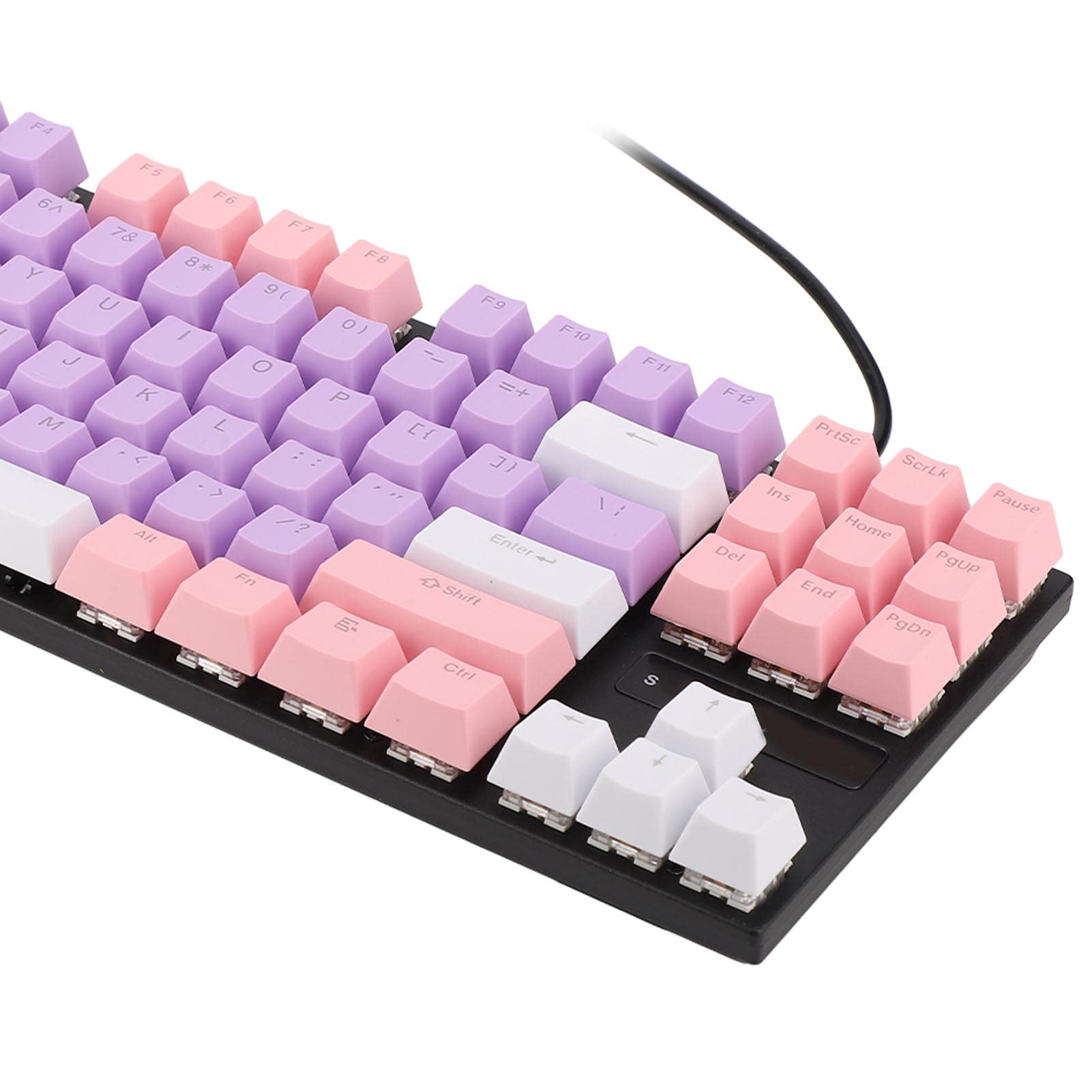 LBEC Mechanical Gaming Keyboard, Gaming Keyboard All Key Conflict Free 26 RGB Lighting Effects Blue Switch Waterproof for PC (Purple Pink White)