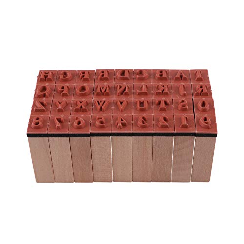 Wooden Rubber Stamps Kit, 36pcs Vintage Wooden Rubber Alphabet Letter Number Stamps Set, Craft Ink Stamp Stamper Seal Set with Wooden Storage Box - for Card Making, DIY Planner, Scrapbooking