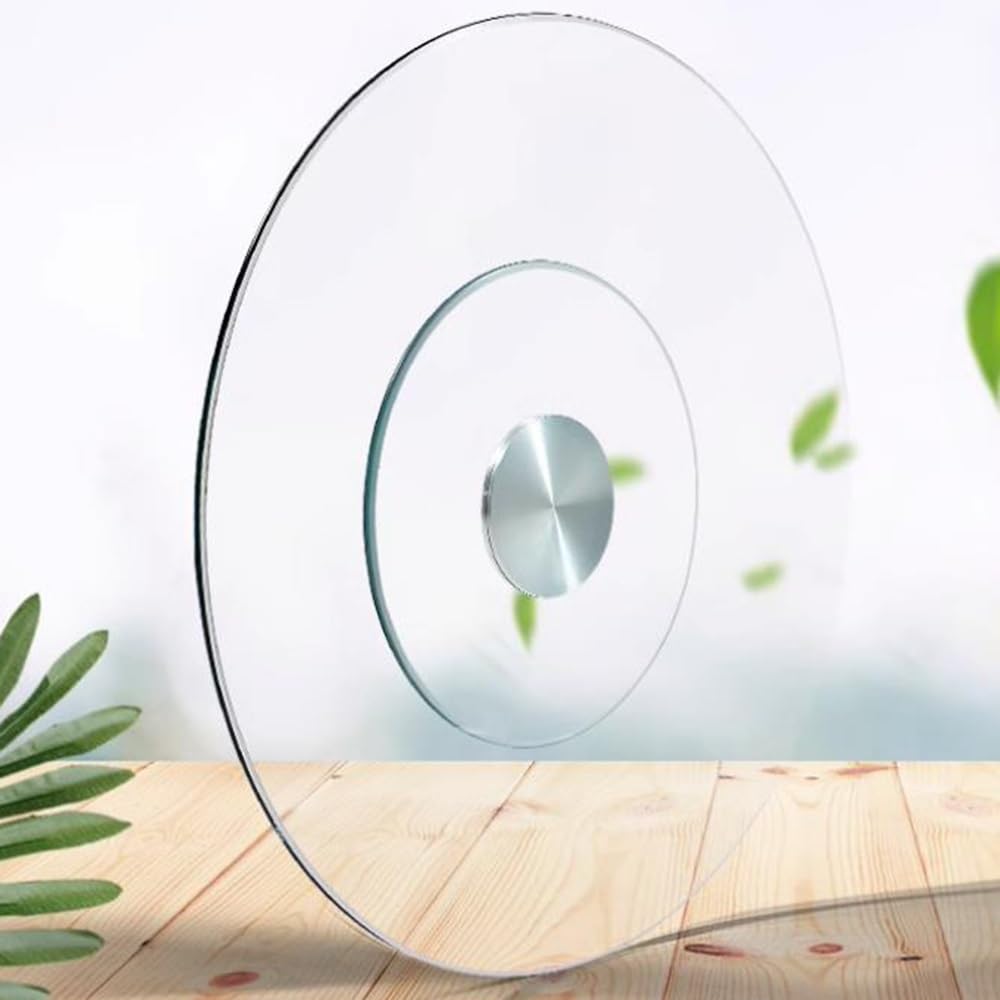 DOUKI Large Glass Lazy Susan Round Tabletop Rotating Tray 39 Inch Turntable Rotating Serving Tray For Dining Table Serving Plate, Swivel Assist System (Color : Clear, Size : 24inch(60cm))