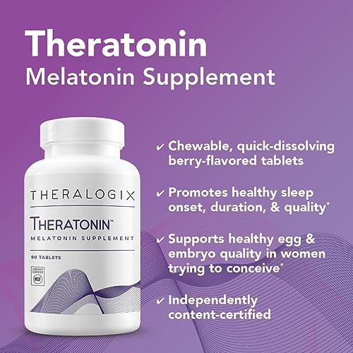 Theralogix Theratonin Melatonin Supplement - 90-Day Supply - Sleep Support Supplement - Melatonin to Aid a Good Night's Sleep - Supplement for Women to Support Fertility - NSF Certified - 90 Tablets