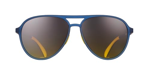 Goodr Frequent Skymall Shoppers Blue Aviator Running Sunglasses, Glare Reducing Blue Polarized Gradient Lenses, UV400 Protection Block, Frame Constructed to Eliminate Slip & Bounce, Large