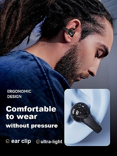 Open Ear Bluetooth Earbuds Ear Clips Wireless Bluetooth Headphones Open Ear Bone Conduction Earbuds Noise Cancelling Wireless Bluetooth Earbuds Open Air Headphones Earphones Sports Earbuds for School