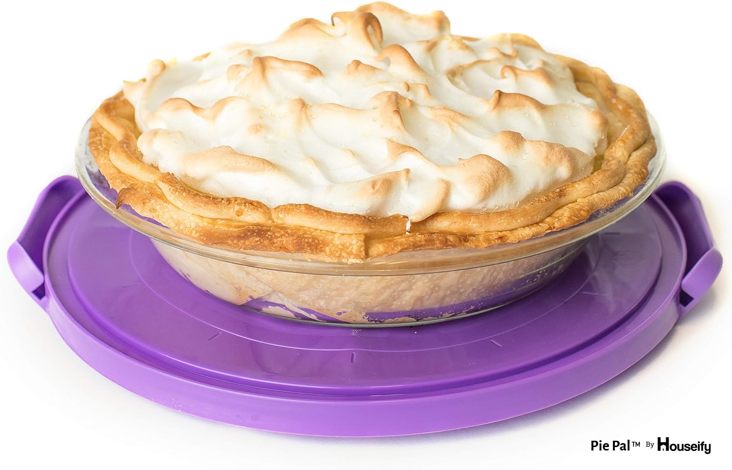 Houseify Purple PIE PAL, Pie & Cake Carrier w/Flat Handle & Domed Lid for Tall Pies & Cakes, Cupcake Storage, Plus Veggie/Fruit/Nut Tray, Fits 9 In. Cakes & Pies