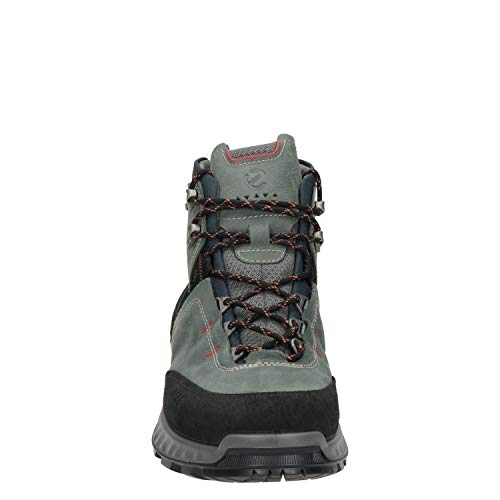 ECCO Men's Exohike High Gore-TEX Waterproof Hiking Boot, Black/Lake Nubuck, 12-12.5