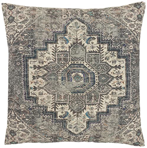 Nicole Curtis Pillow Persian Medallion Grey/Multi 24" X 24" Throw Pillow