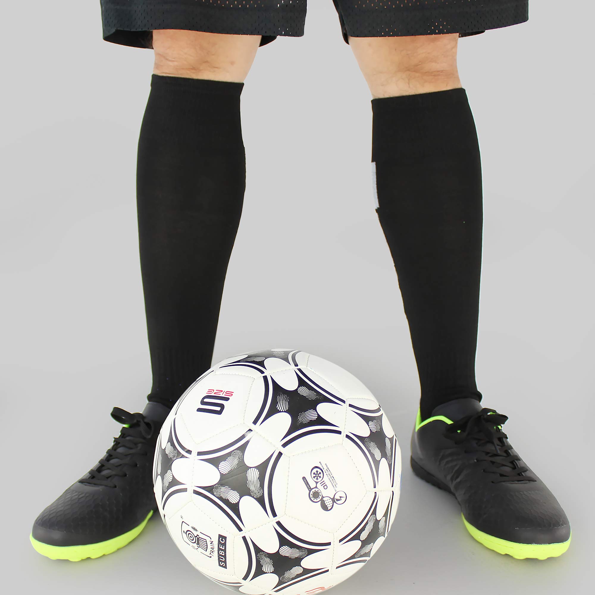 Hawkwell Men's Turf Soccer Shoes Outdoor/Indoor Comfortable Soccer Cleats, Black Lime PU, 7 M US