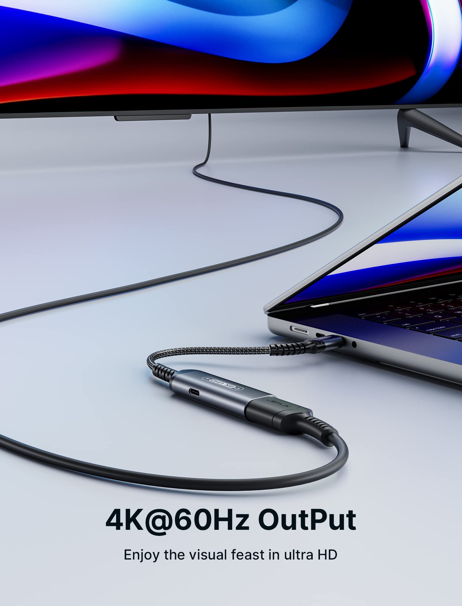 JSAUX USB C to HDMI and Charger Adapter | 4K@60Hz 2-in-1 Type-C to HDMI Adapter with PD Fast 100W Thunderbolt 3/4 Compatible with iPhone 16 Pro Max MacBook Pro/Air iPad Galaxy S24 Steam Deck ROG Ally