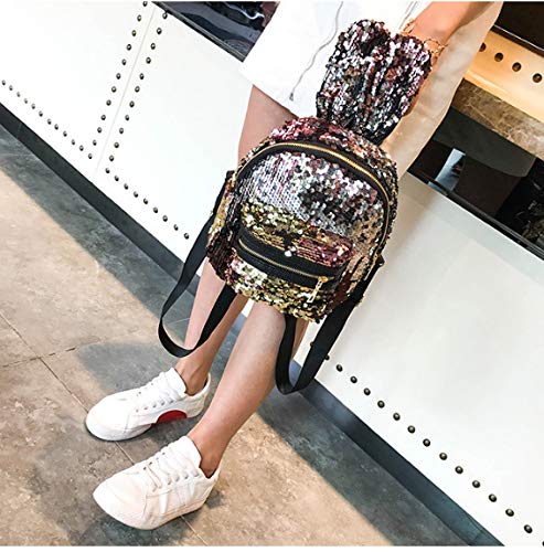 Gulilasa Shoulder Bag For Women With Cute Rabbit Ears Backpack Sequins Shoulder Bag Travel Day pack(Colors)