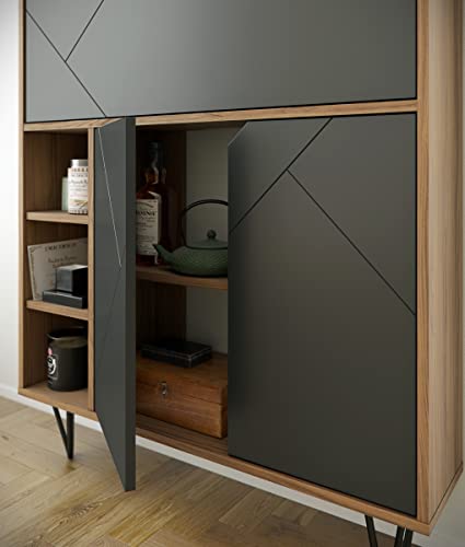 Nexera 611057 Slim Bar Cabinet, Secretary Bookcase Desk with Storage