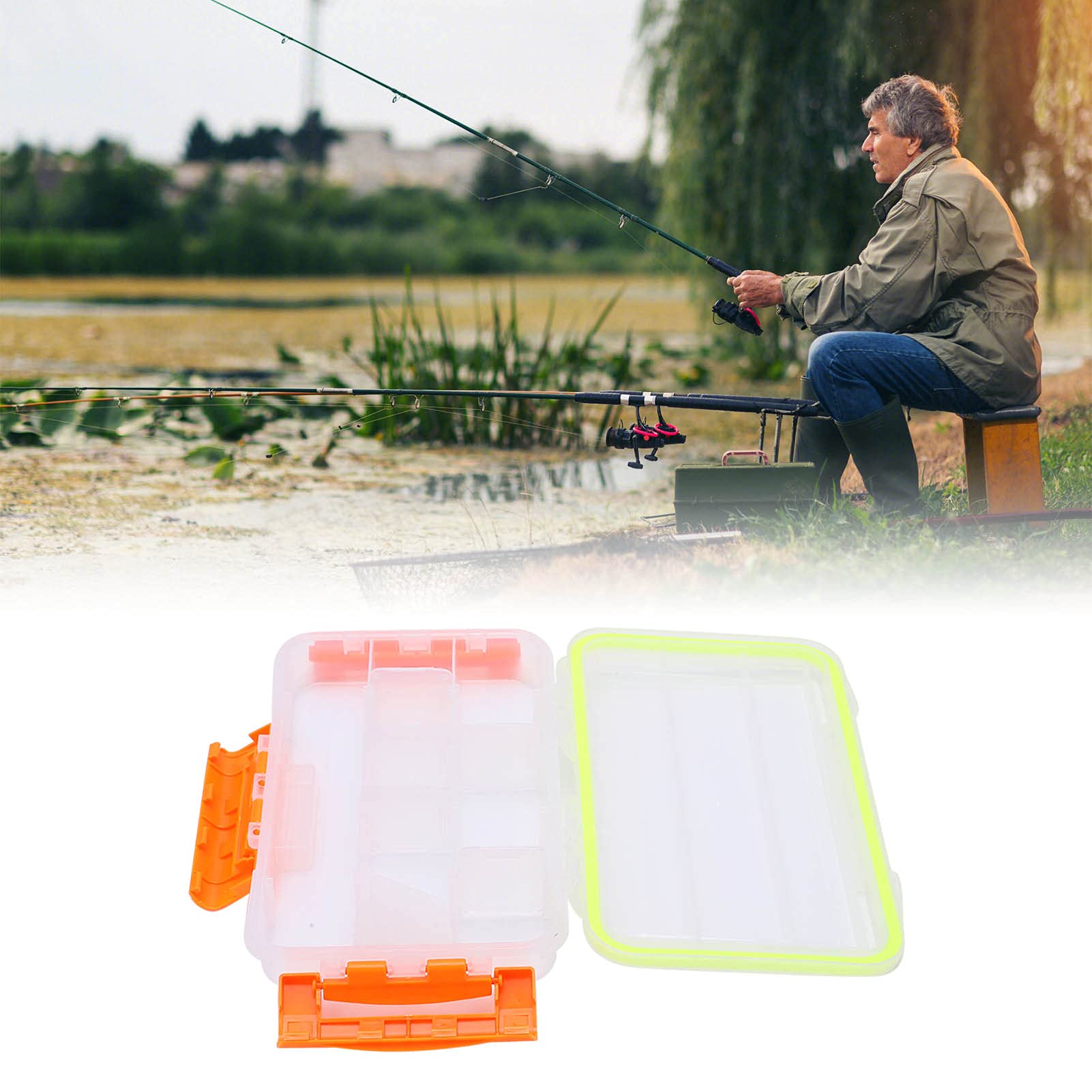 Fishing Tackle Organizer, Bait Storage Box Transparent Safe Seal for Fishing for Fisherman