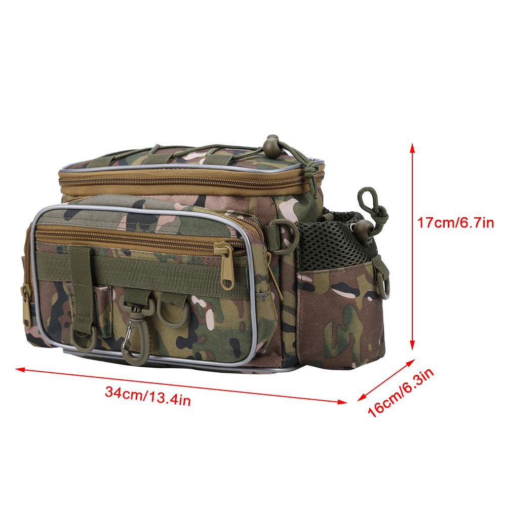 Fishing Tackle Backpack, Large Capacity Premium Nylon Cloth Dual Zippers Closure Tackle Box Lightweight and Folding for Cycling
