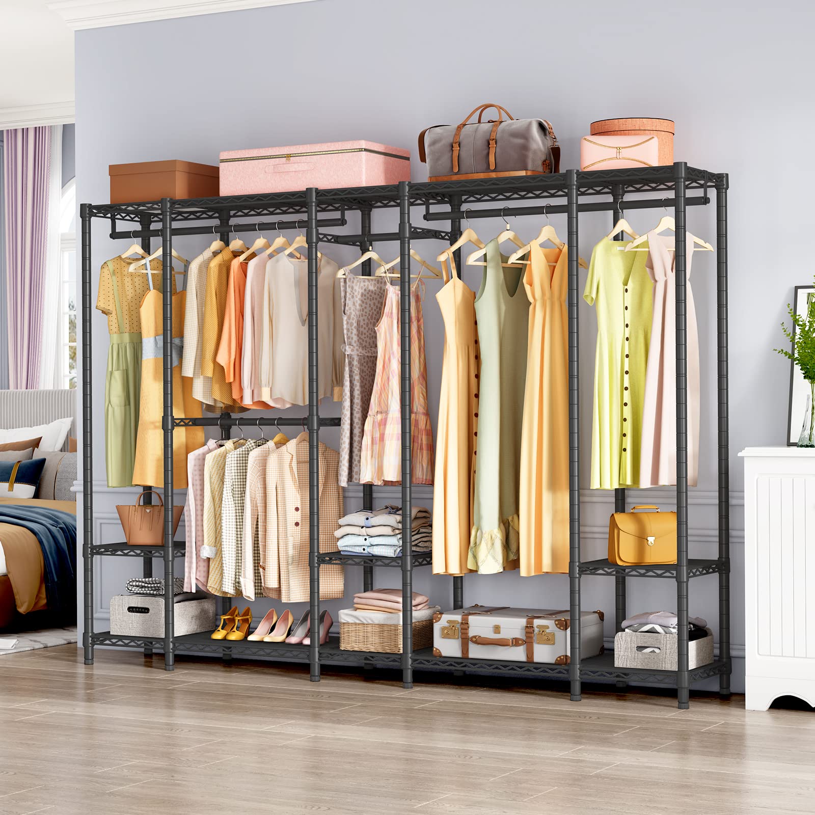 VIPEK V50i Extra Large Portable Closet Rack Bedroom Armoire Freestanding Wardrobe Closet, Heavy Duty Clothes Rack Multi-Functional Metal Clothing Rack for Hanging Clothes, Max Load 1300lbs, Black