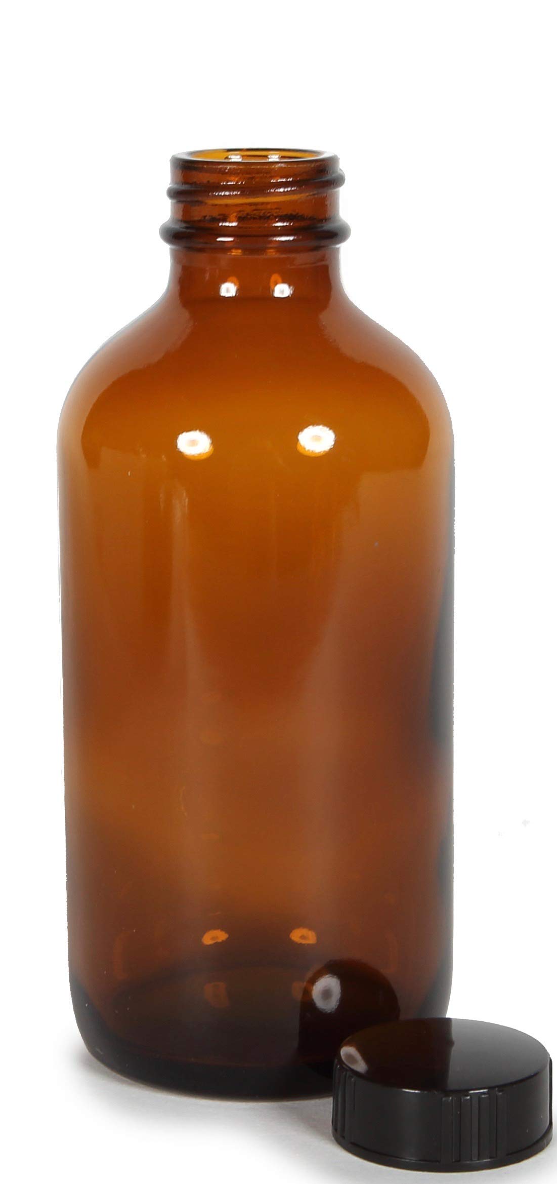 Vivaplex, 12, Amber, 8 oz Glass Bottles, with Lids.