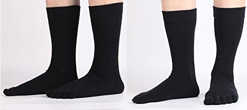 FeelMeStyle 5 Pack Men Boot Long Toe Socks Men's Cotton Leg Warmers Five Fingers Toe Socks