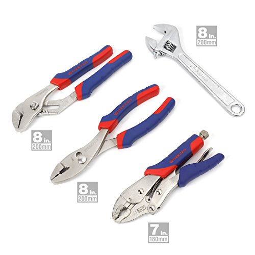 WORKPRO Pliers Set 4-piece Locking Plier Slip-joint Plier Groove Joint Pliers and Adjustable Wrench Home Maintenance Tool Kit