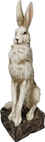 LANDCHY Large Size Noble Sitting Rabbit Bunny Realistic Rabbit Happy Easter Bunny Magnesium Oxide Stone Sculpture Decorations for Indoor Outdoor Garden Statue 30'' High