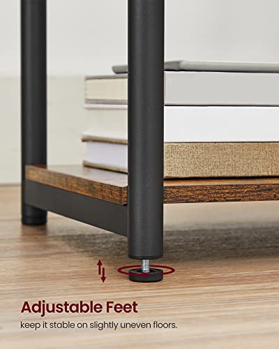 VASAGLE Side Tables with Charging Station, Set of 2 End Tables with USB Ports and Outlets, Nightstands for Living Room, Bedroom, Plug-in Series, Rustic Brown and Black ULET372B01