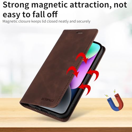 FERFXN Protective Phone Case Wallet Case Compatible with Oppo Realme C55 Case with Card Holder Flip Cover RFID Blocking Protective Leather Case Durable Shockproof Cover (Color : Brown)
