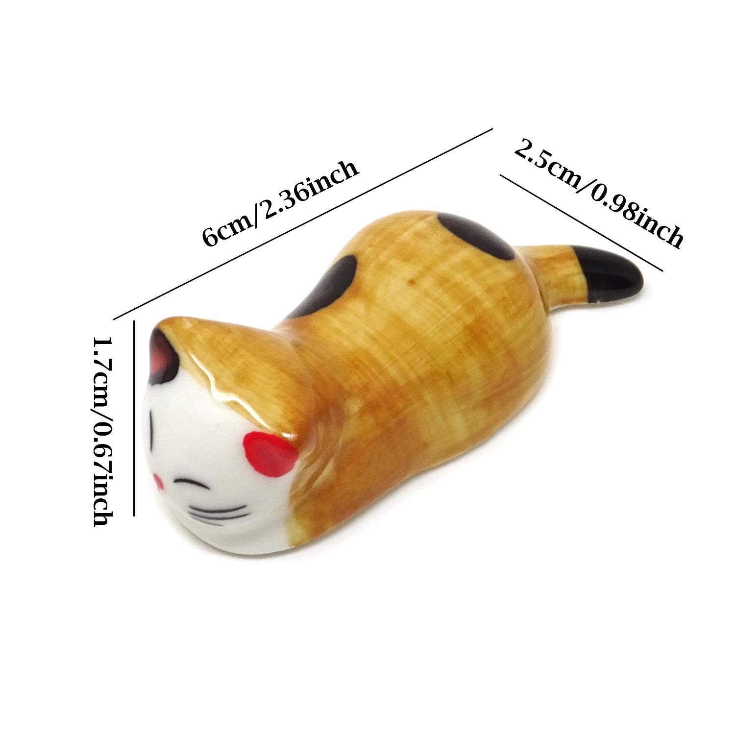 Honbay 6PCS Cute Ceramic Cat Chopsticks Rest Rack Stand Holder for Chopsticks, Forks, Spoons, Knives, Paint Brushes