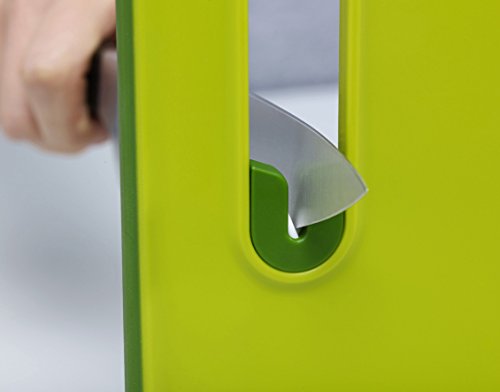 Joseph Joseph Slice & Sharpen Cutting Board with Integrated Knife Sharpener, Large, Black