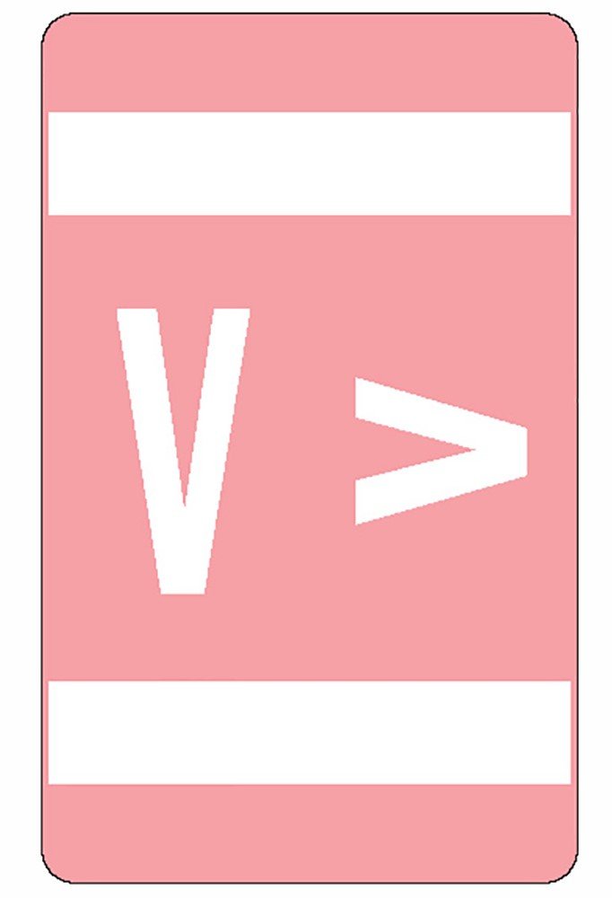 Smead AlphaZ ACCS Color-Coded Alphabetic Label, V, Pink, 100 Labels per Pack (67192)