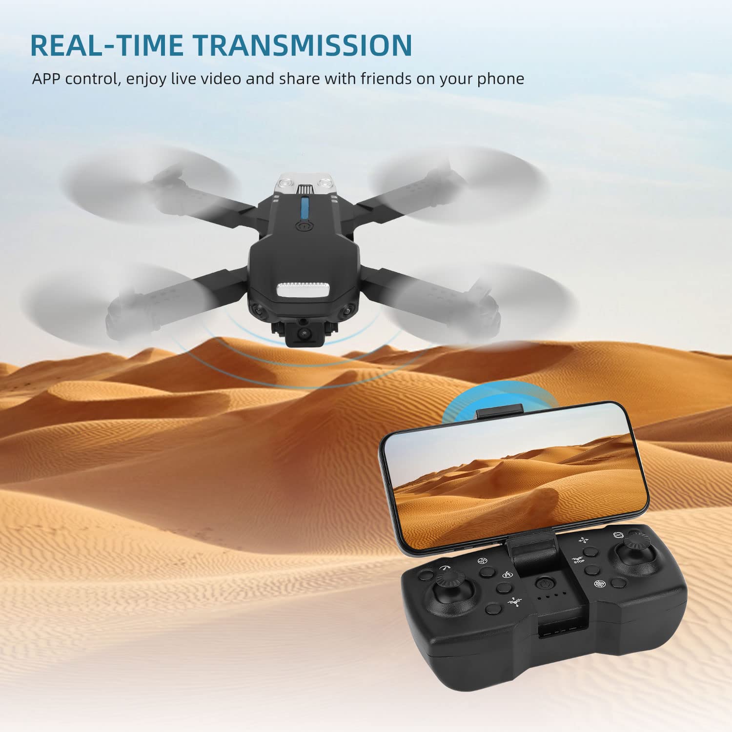 FDWYTY Drone with Camera for Adults, 1080P HD FPV Auto-Adjustable Camera with Optical Flow Positioning RC Quadcopter with Altitude Hold, Headless Mode, One Key Start/Land, Speed Adjustment, 3D Flips - 2 Batteries, 25 Mins Flight Time, Green