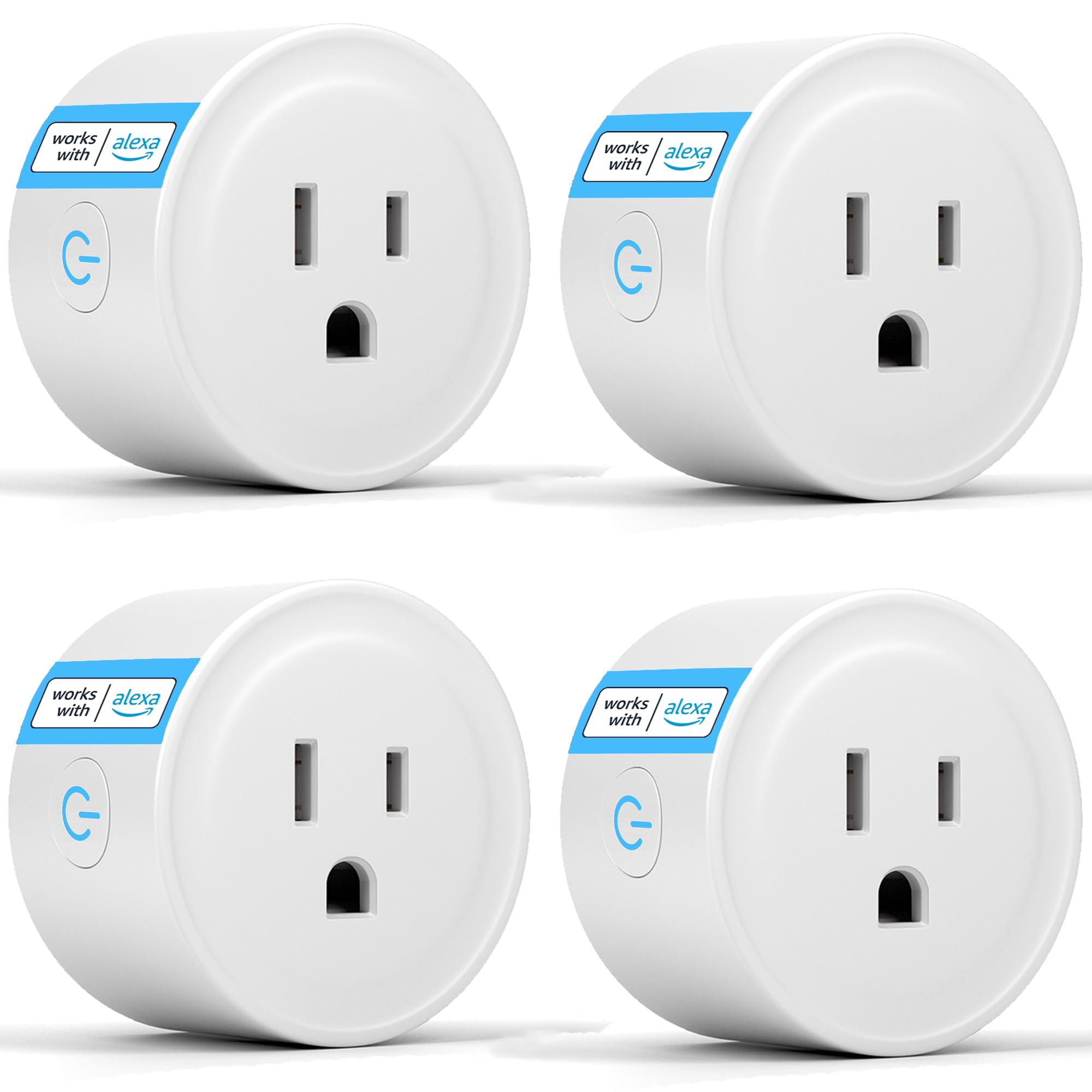 ExIoTy Smart Plug, Works with Alexa Only, Simple Setup with One Voice Command, Voice Control, Remote Control, Timer & Schedule & Group Controller, Bluetooth Mesh Outlet, Alexa Echo Required (4 Pack)