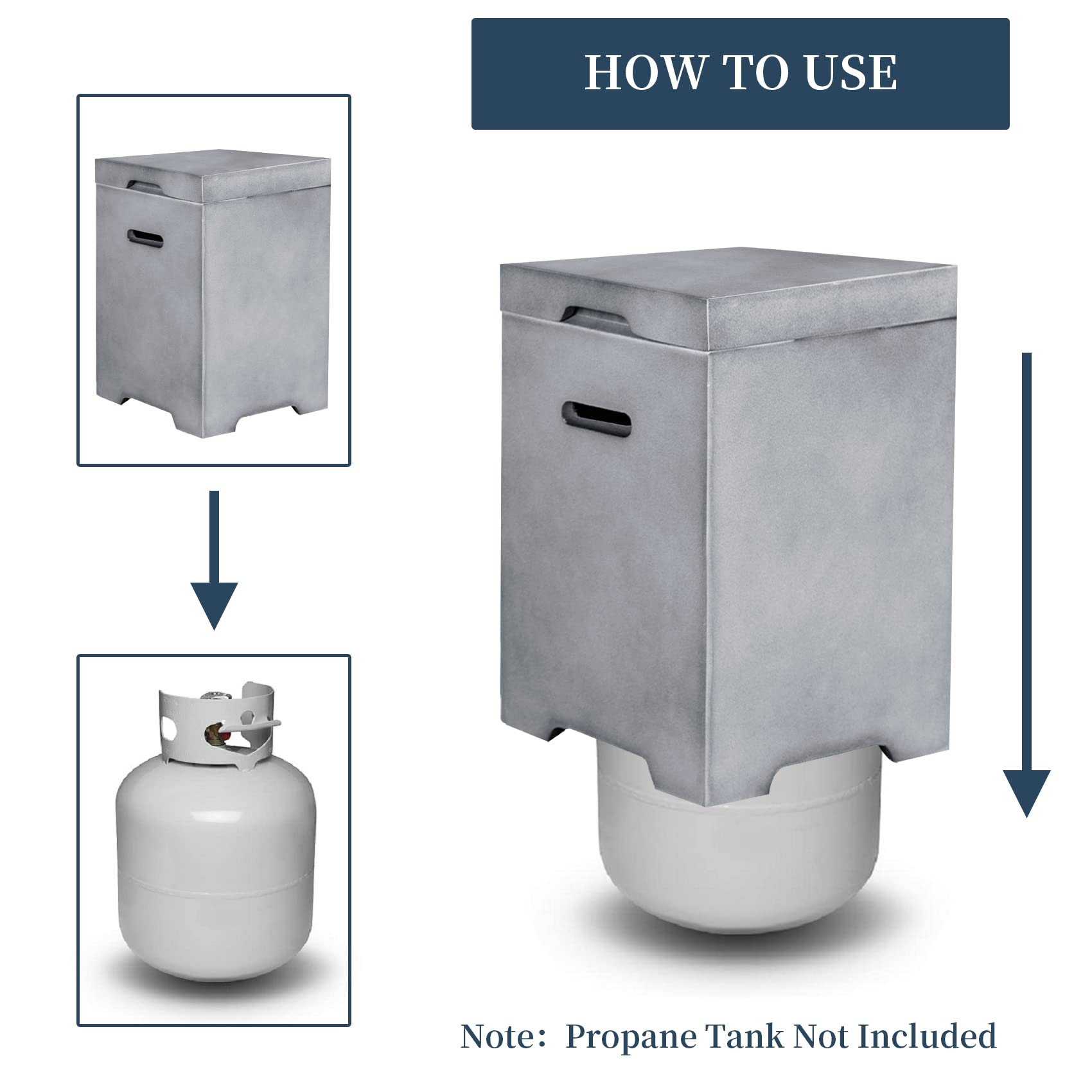 LIMOR Propane Tank Cover Table Hideaway - 16 Inch Grey Propane Gas Tank Hideaway Holder Storage Side Table of 20 Pound Outdoor Box Cover
