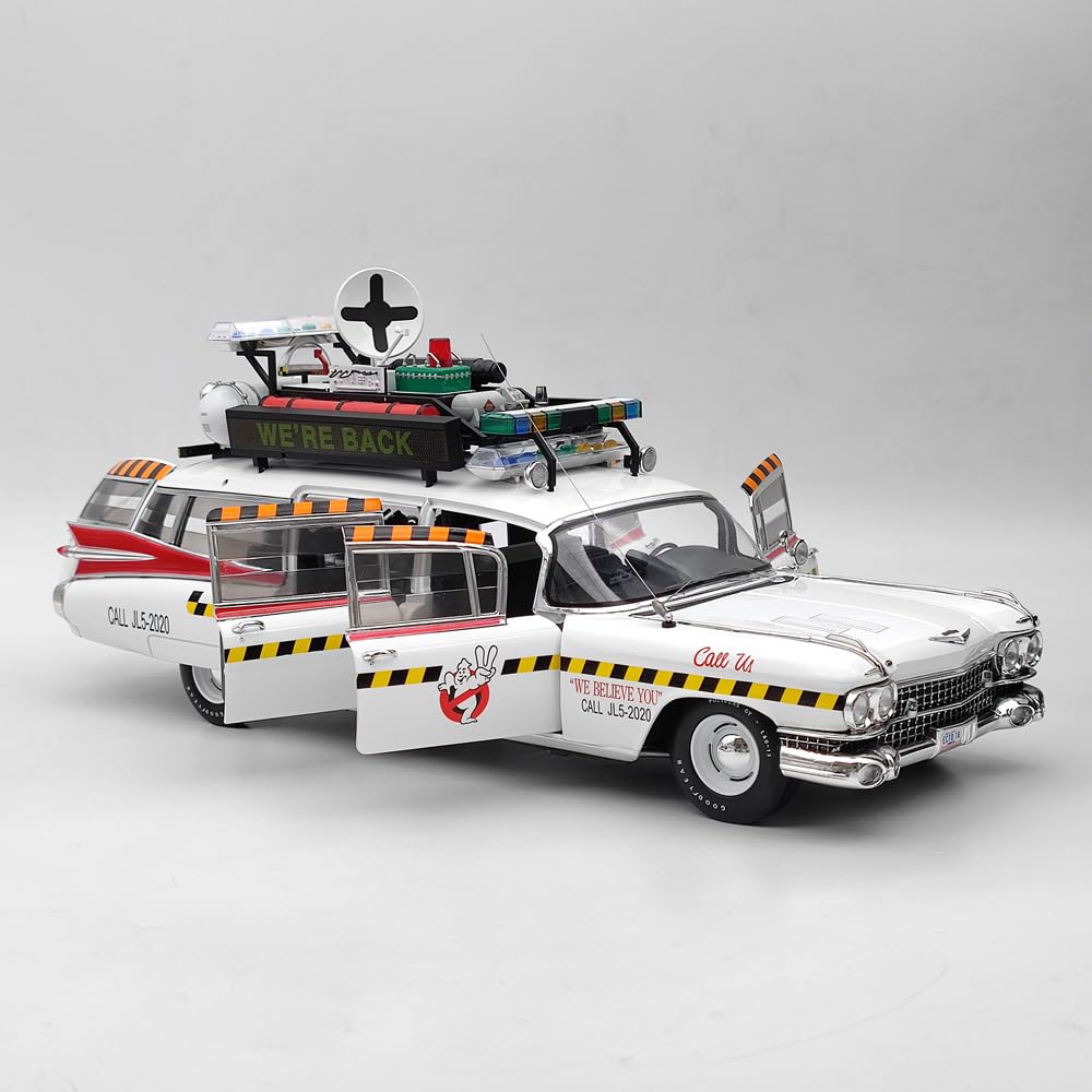 HW 1:18 for Cadillac Ghostbusters II ECTO 1A Elite X5470 Diecast Toys Car Models Gifts Collection Limited Edition
