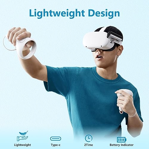WUKUR 4800mAh Battery Pack Compatible with Oculus/Meta Quest 2 and Quest, Elite Strap, Portable Power Bank for Oculus Quest 2 Accessories