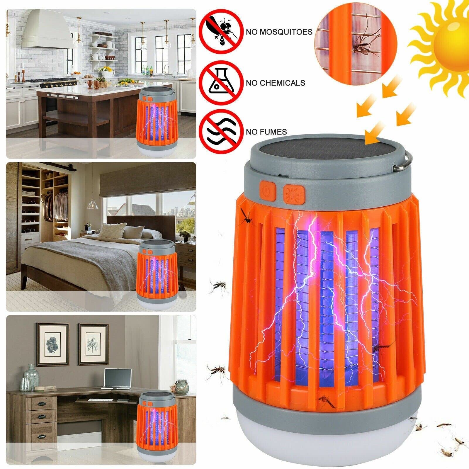 THE PERFECT PART Solar USB Mosquito Killer Light Electronic Fly Bug Insect Zapper Trap Pest Lamp