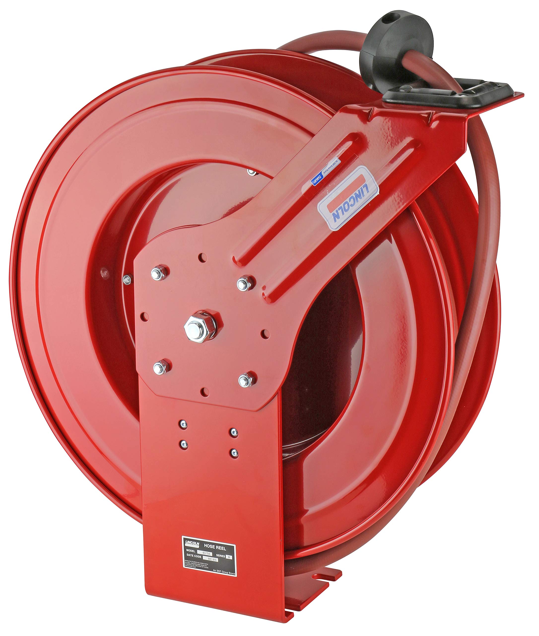 Lincoln 83753 Value Series Air and Water 50 Foot x 3/8 Inch Retractable Hose Reel, 1/4 Inch NPT Fitting, Slotted Mounting Base, 5-position Adjustable Outlet Arm