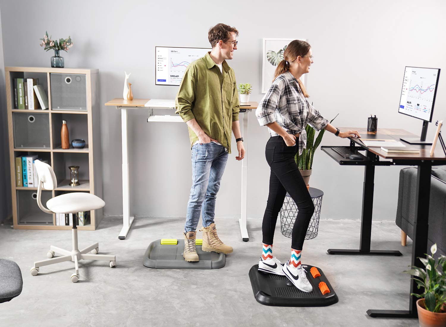 FEZIBO 75 Inch L Shaped Standing Desk with Standing Desk Anti Fatigue Mat