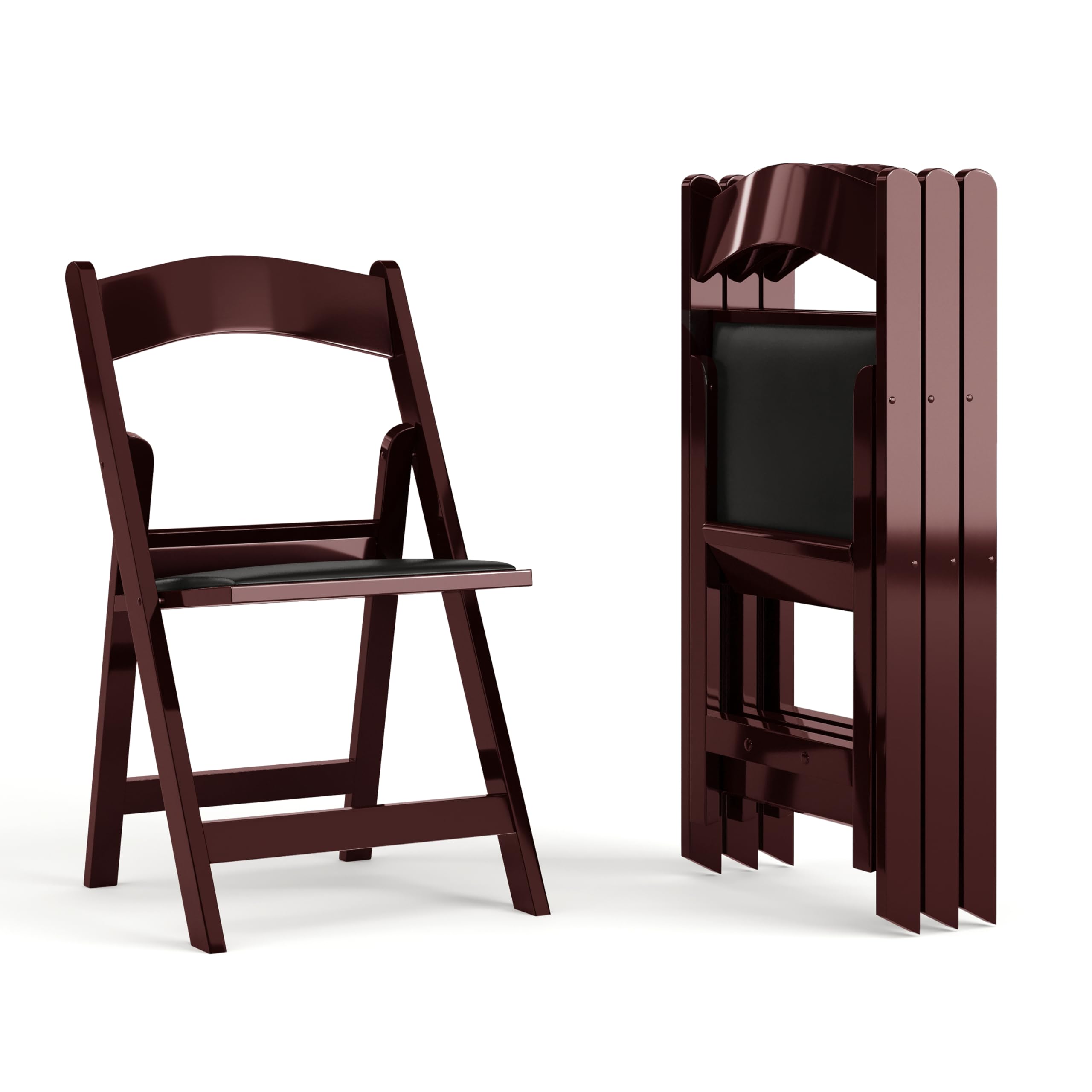EMMA + OLIVER Folding Chair - Black Resin – 4 Pack 800LB Weight Capacity Comfortable Event Chair - Light Weight Folding Chair