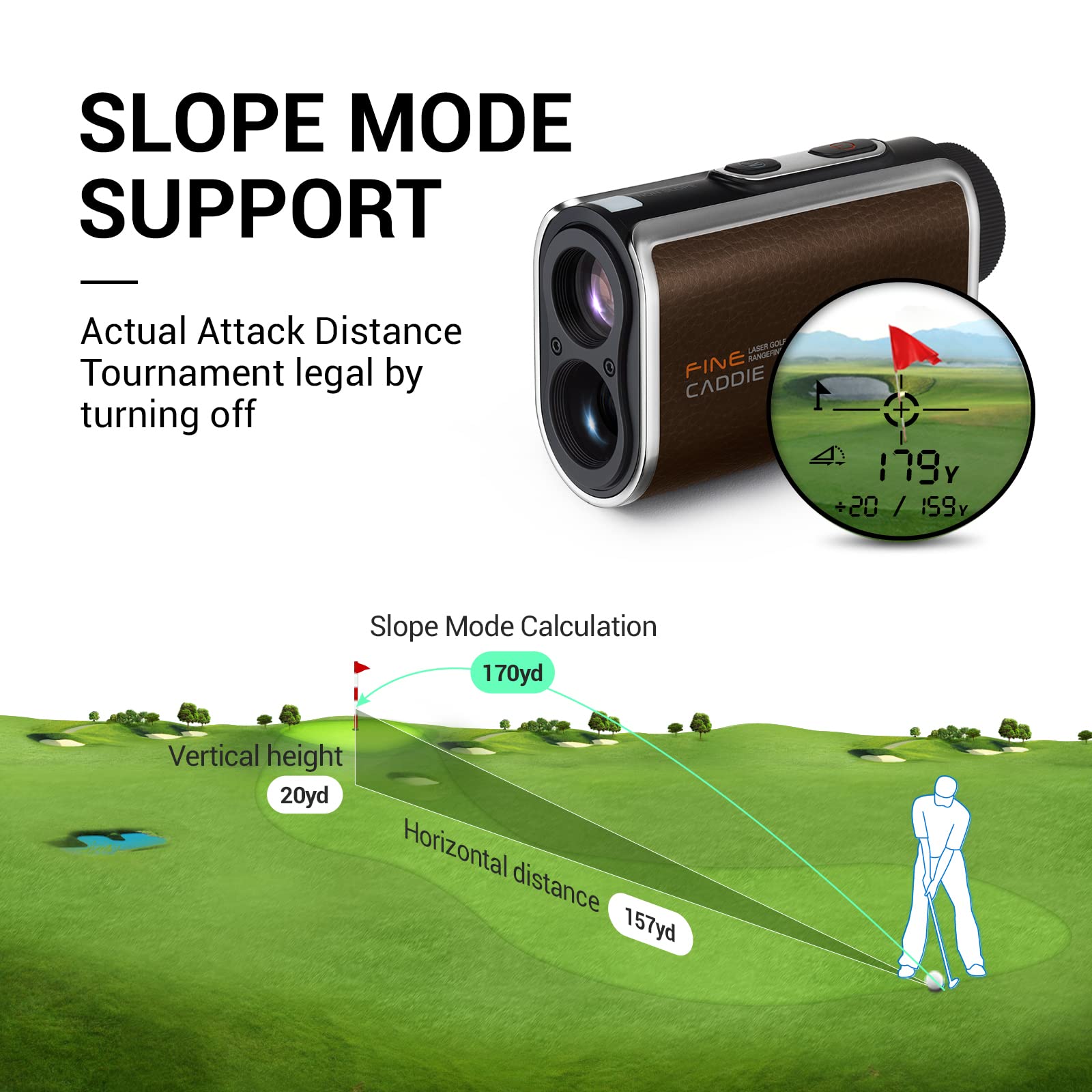 FineCaddie UPL300 0.1 Sec Fast Golf Laser Range Finder 1093Yard Range, Slope Mode, Pin Lcok Technology wifh Vibration Alert, USB C-Type Rechargeable, 6X Magnification, Case