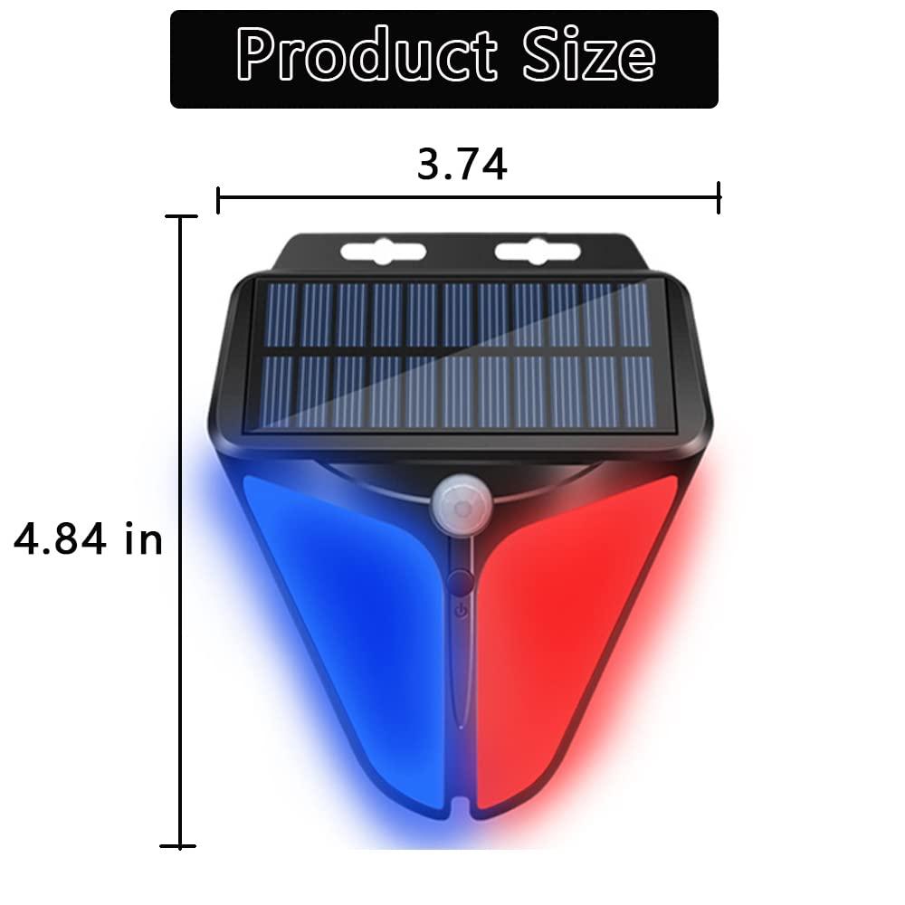 LEDHOLYT Solar Strobe Light with Sound, 4 Mode Outdoor Motion Sensor Alarm ,IP65 Waterproof Motion Sensor Siren 90db Warning Sound for Home Fence Farm Yard Garage.2Pcs