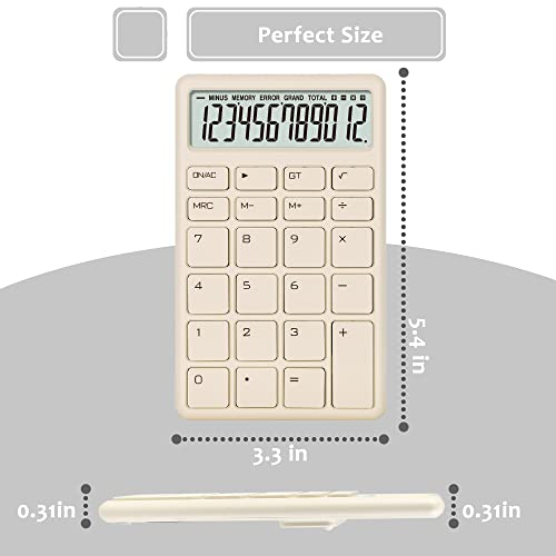 VEWINGL 12 Digit Calculator,Hold with one Hand,4 Function Calculator with Large LCD Display for Office,School,Home & Business Use,Automatic Sleep,5.4 * 3.3in