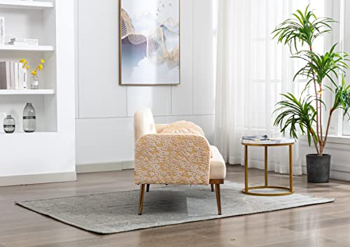 Nigwedete 55'' W Loveseat Sofa, Accent Sofa with Metal Feet, Modern Upholstered Sofa Couch for Small Living Room, Apartment and Small Space, Beige