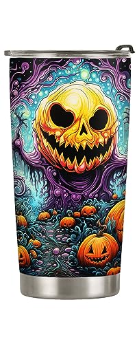 ORCAE 20oz Halloween Tumbler, Boo Boo Ghost, Ghost Tumbler, Trick or Treat, Pumpkin Ghost Tumbler Cup, Insulated Travel Mug with Lid, Coffee Thermos for Men, Women, Halloween Gifts - G