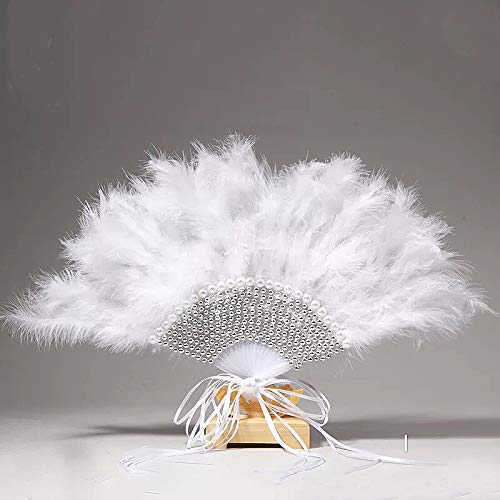 Feather Fans for Wedding White Bride Hand Held Wedding Lace Fan Dance Handmade Hand Fans Abanicos para Boda Wedding Decorations