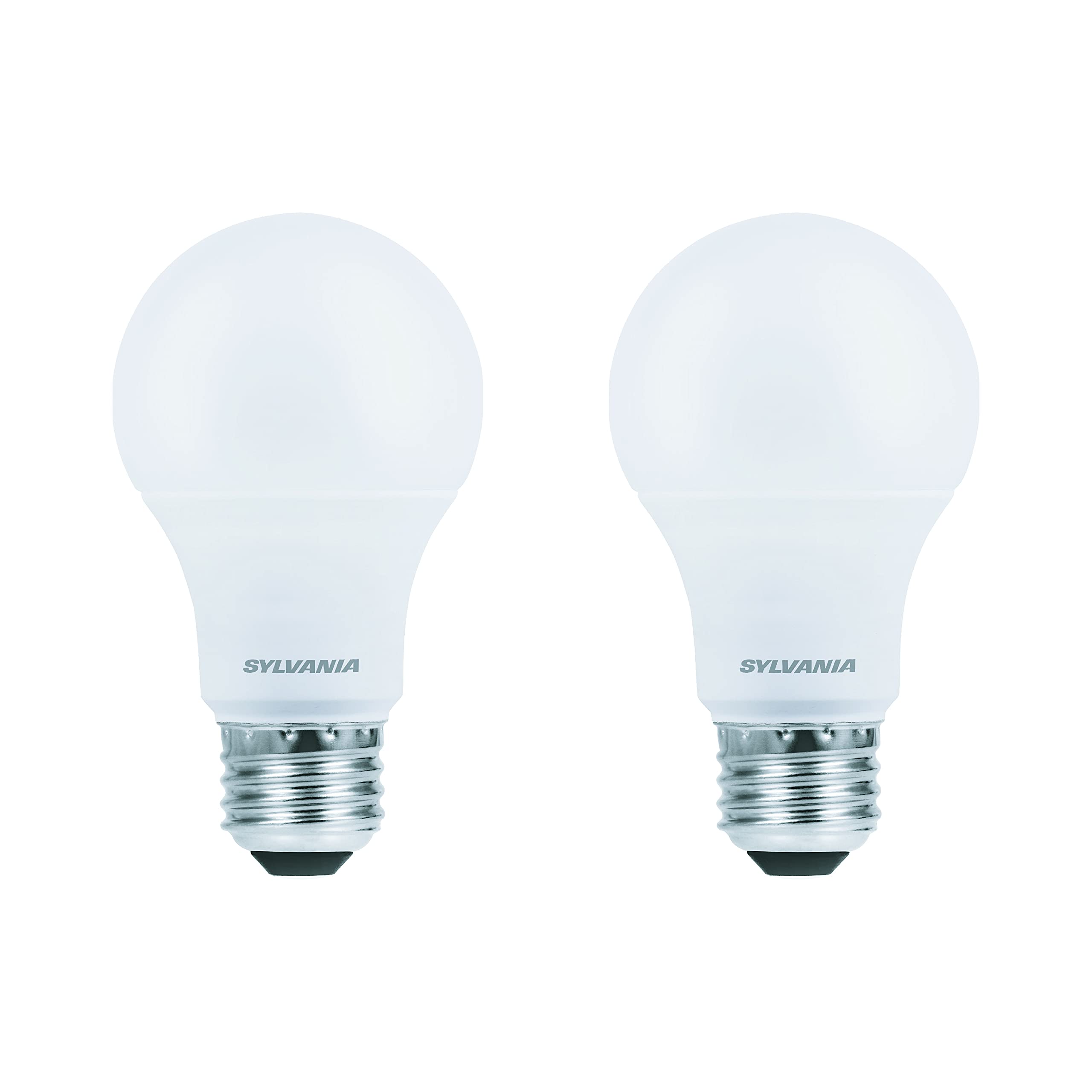 SYLVANIA LED Light Bulb, 40W Equivalent A19, Efficient 6W, Medium Base, Frosted Finish, 450 Lumens, Soft White - 2 Pack (74077)