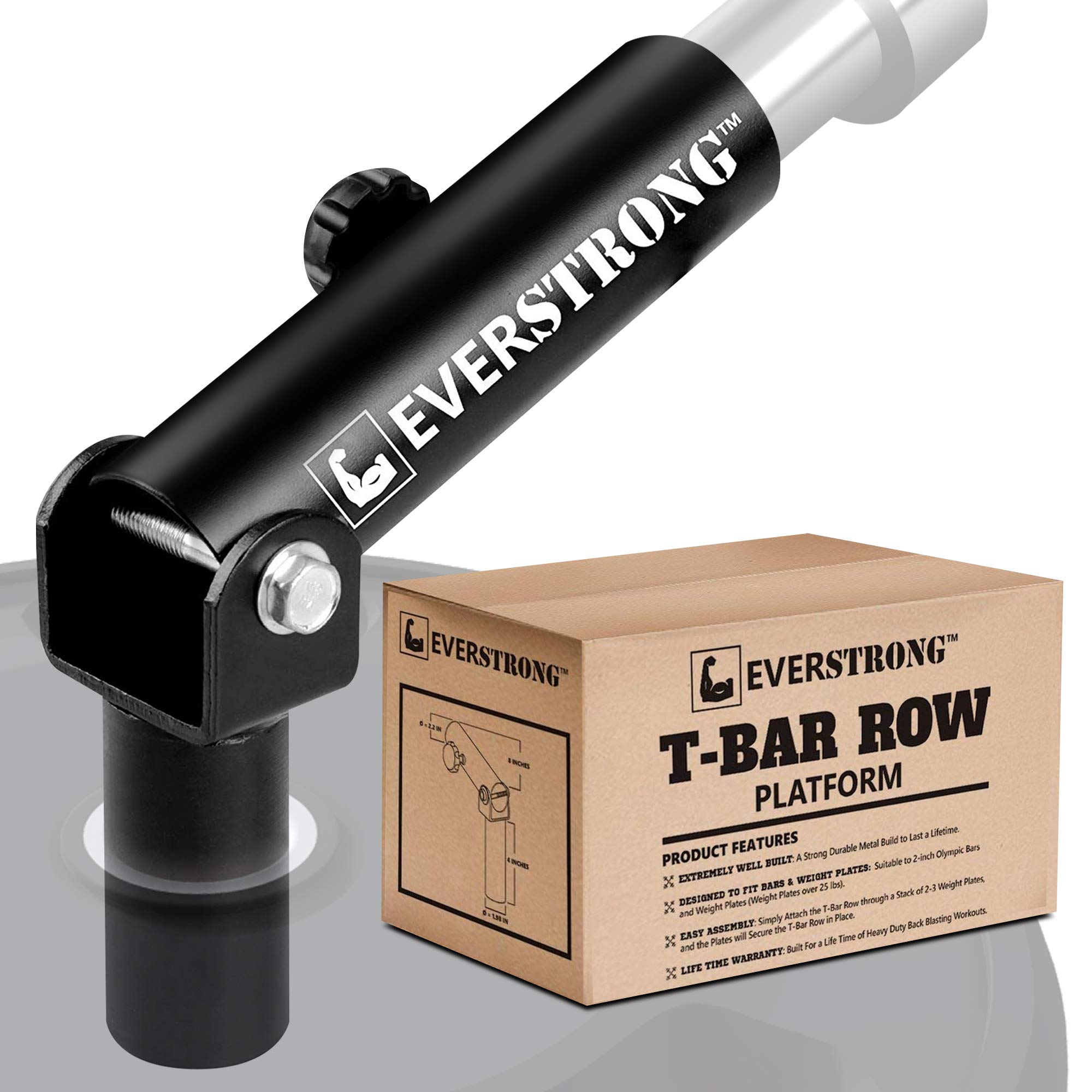 EVERSTRONG Elite Heavy Duty T-Bar Row Olympic Bars - Landmine Attachment for Barbell Workouts - Robust Steel Base for Home and Gym Fitness - Designed for 2-inch Olympic Barbell