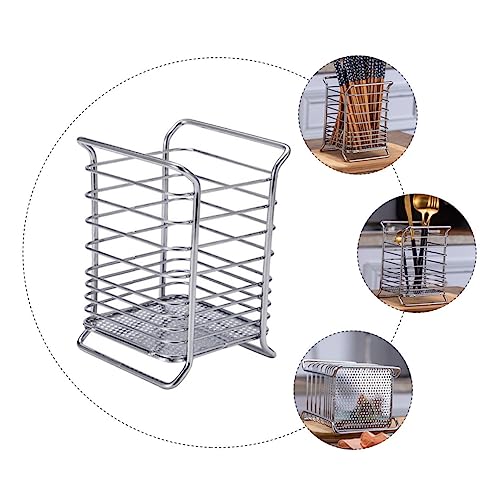 GARVALON 1pc Tableware Storage Cage Flatware Holder Kitchen Utensil Container Holder Cutlery Drainer Stainless Steel Cookware Kitchen Supply Metal and Fork Carbon Steel
