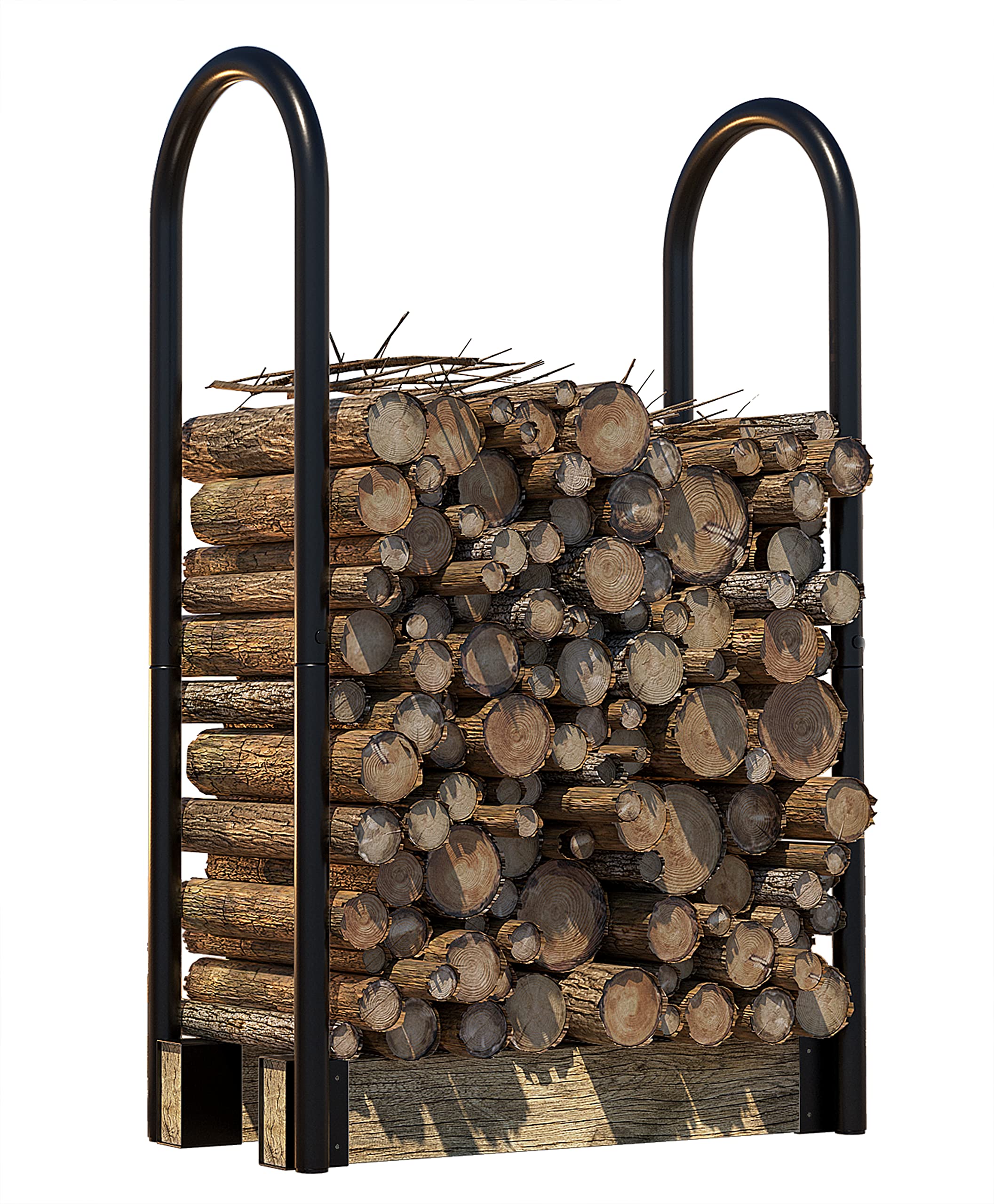 Fire Beauty Firewood Log Rack Adjustable Bracket Kit, Fireplace Wood Storage Holder,Black Powder,Coated Steel, Outdoor and Indoor