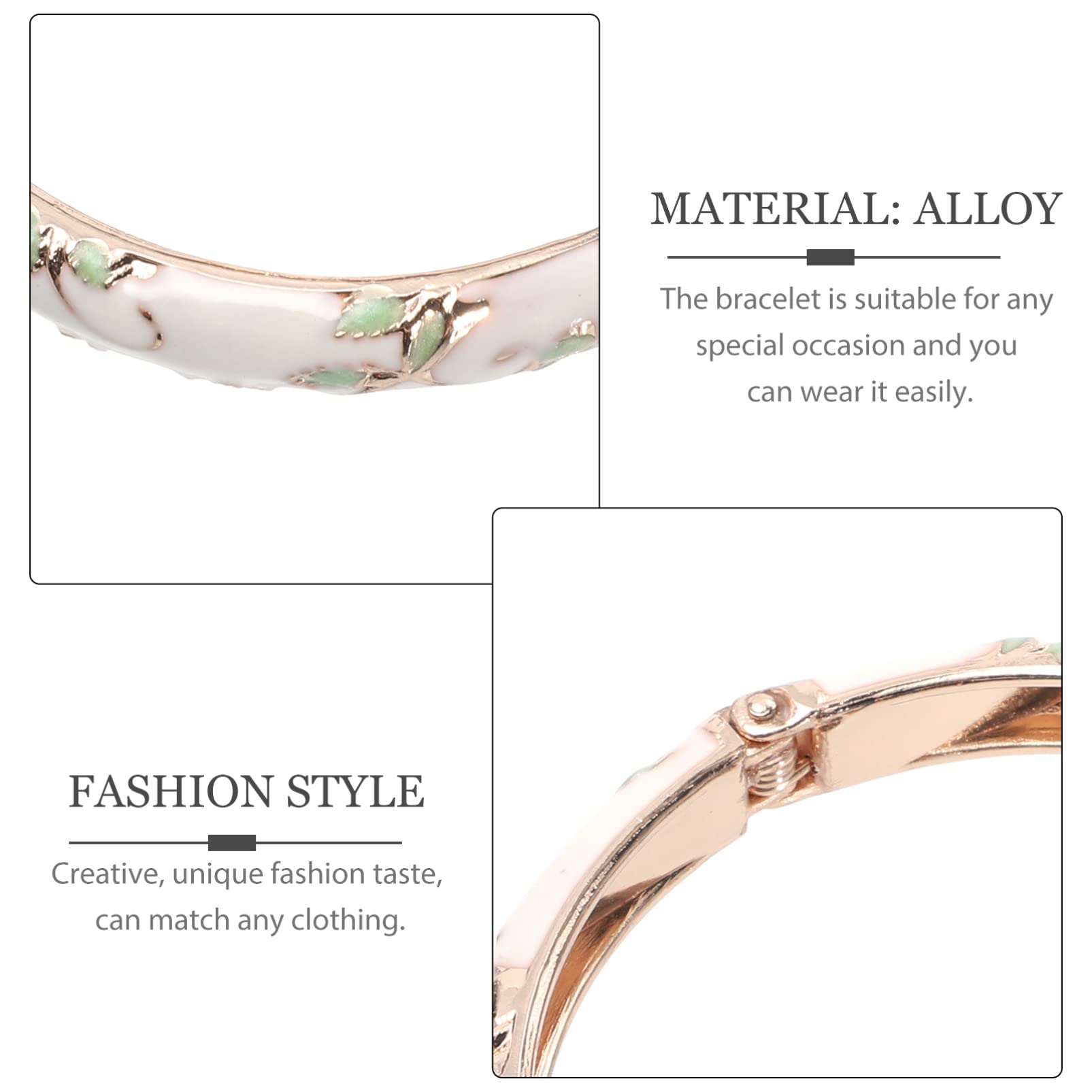Generic Cloisonne Bracelet Flower Enameled Bangle Bracelet Ethnic Style Open Hinge Cuff Bangle Wrist Bracelet Hand Jewelry 6x0.6cm 38VS2710576IX4FRM3N 0