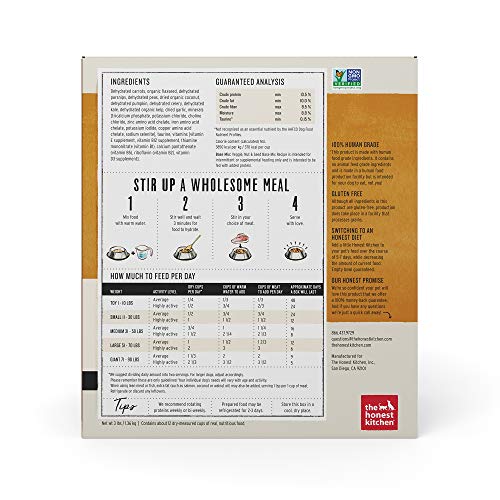 The Honest Kitchen Human Grade Dehydrated Grain Free Veggie, Nut & Seed Base Mix for Dogs 3 lb - Kindly